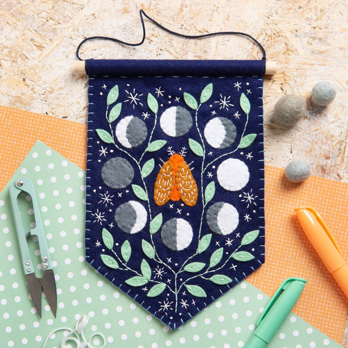 Celestial Pennant Felt Craft Kit for Beginners – Hawthorn Handmade