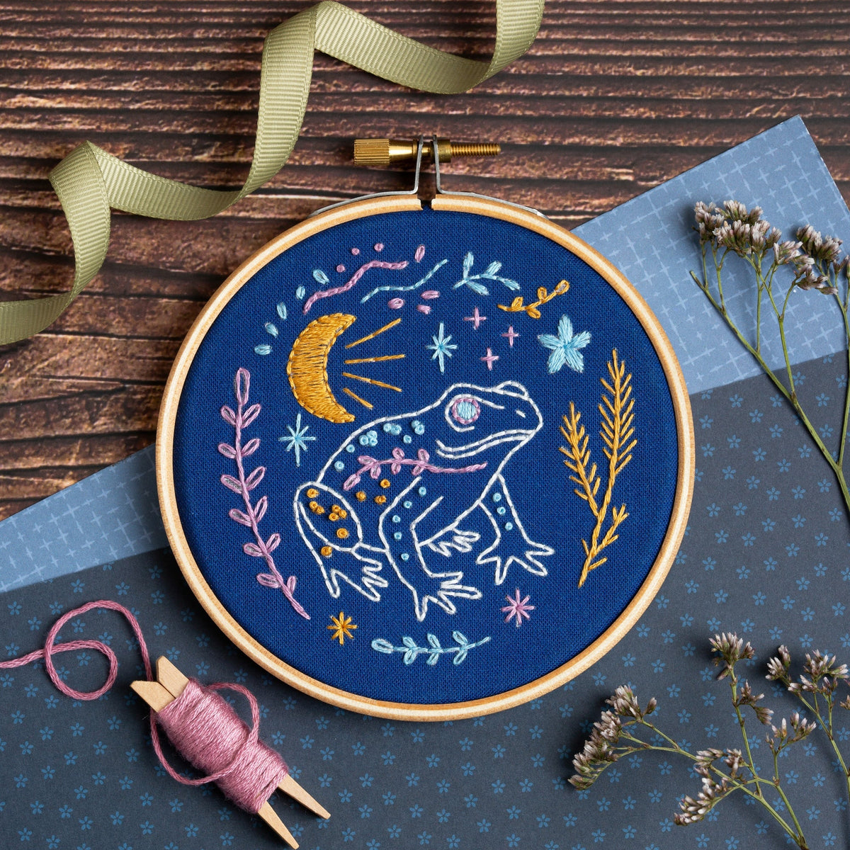 Celestial Frog Mini Embroidery Kit for Beginners – Hawthorn Handmade