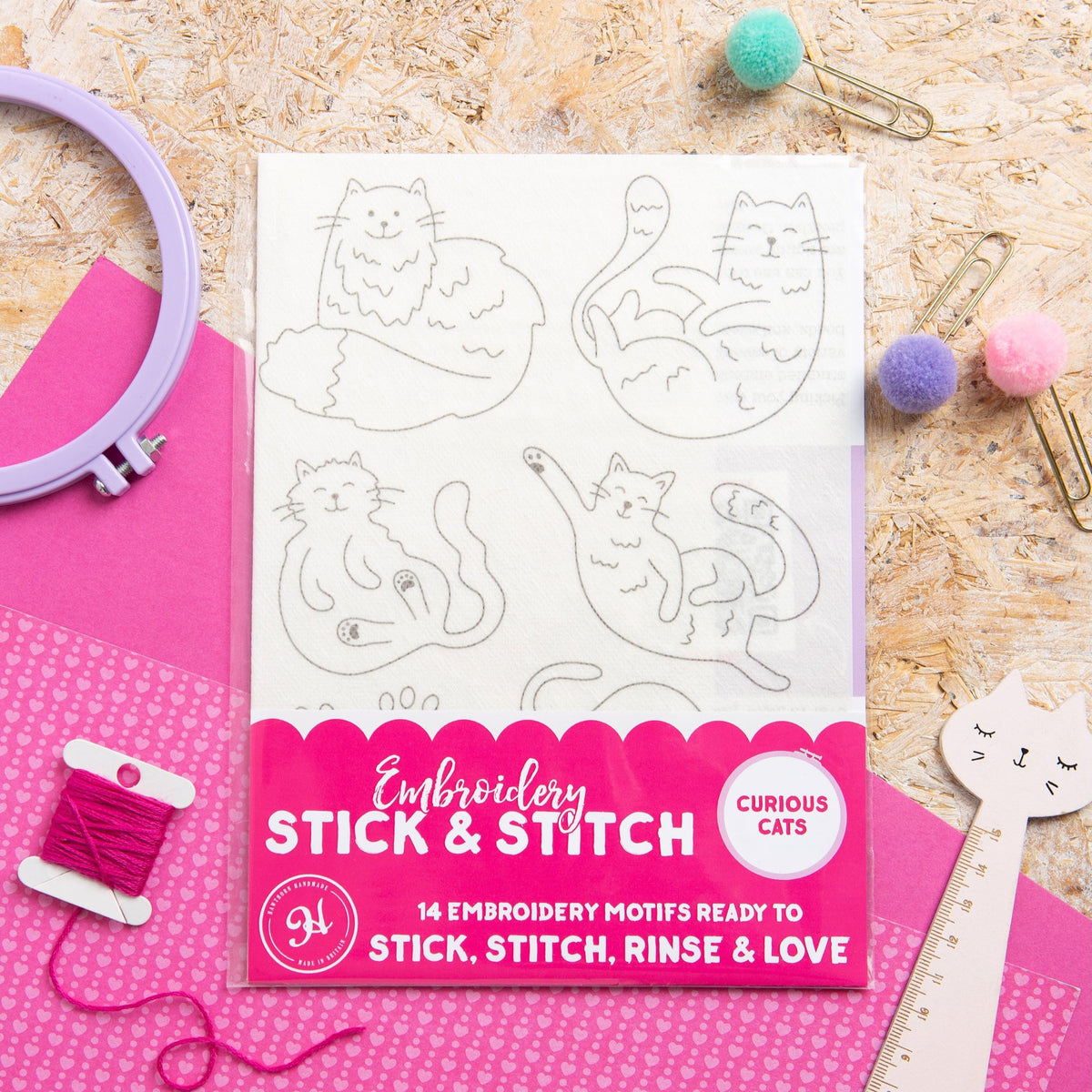Curious Cats Stick & Stitch Embroidery Pack – Hawthorn Handmade